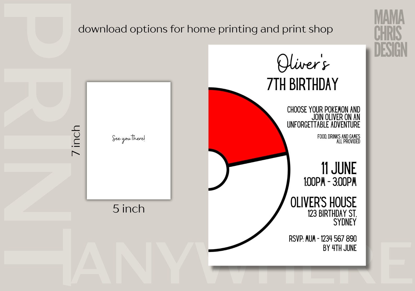 Poke Ball Birthday Invitation, Printable Birthday Invitation, Editable ...