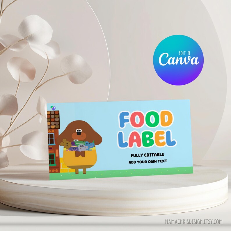 Hey Duggee Food Label, Birthday Party Food Tent Cards, Hey Duggee Food ...