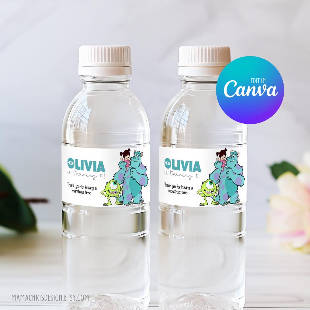 Monsters Inc. Water Bottle Label Template, Printable Monsters Inc ...