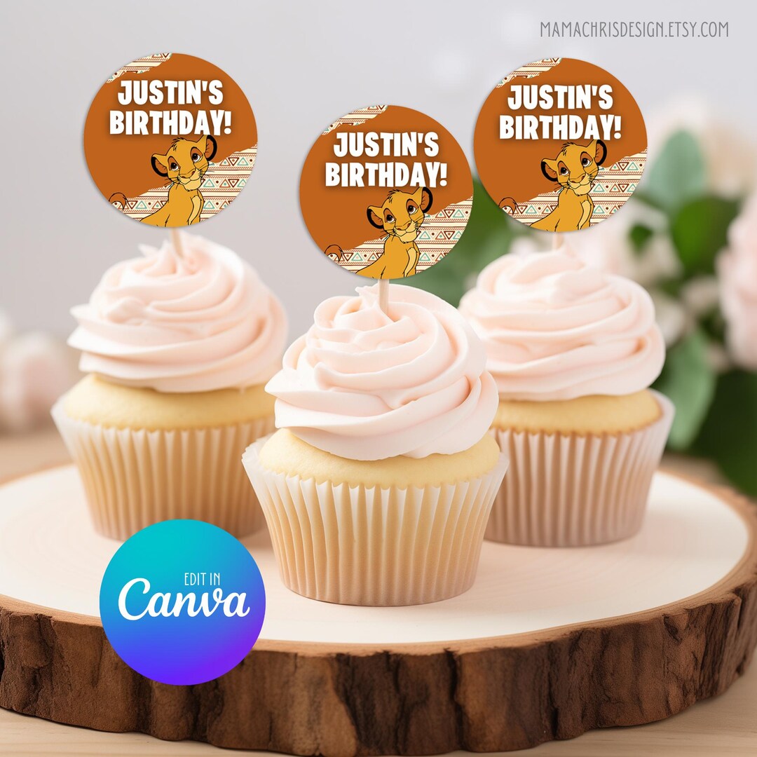 The Lion King Cupcake Topper, Printable Cupcake Topper, Editable ...