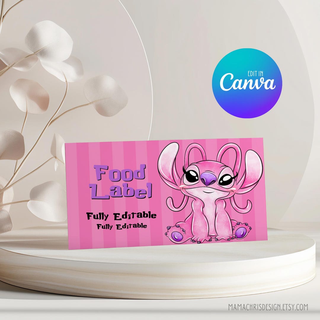 Lilo and Stitch Angel Food Label, Birthday Party Food Tent Cards, Lilo ...