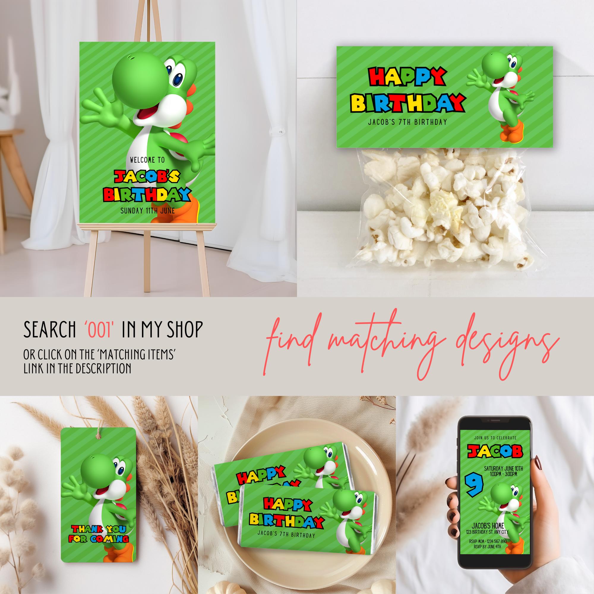 Yoshi Water Bottle Label Template, Printable Mario Bottle Label ...