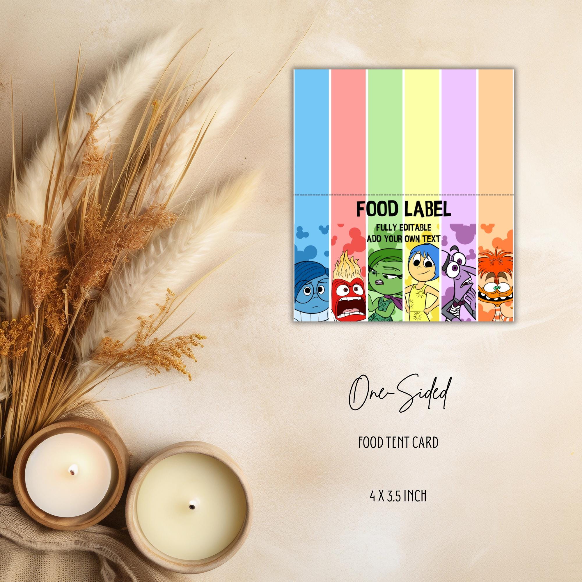 Inside Out Food Label, Birthday Party Food Tent Cards, Inside Out Food ...