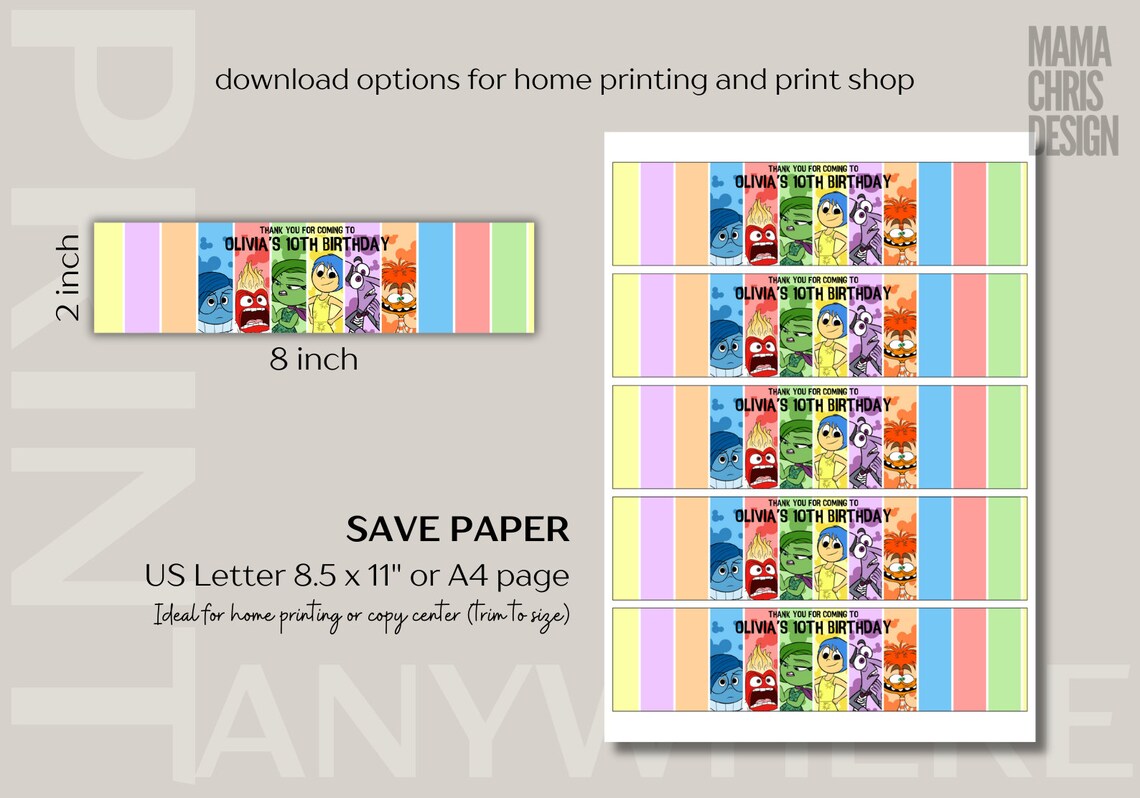 Inside Out Water Bottle Label Template, Printable Inside Out Bottle ...