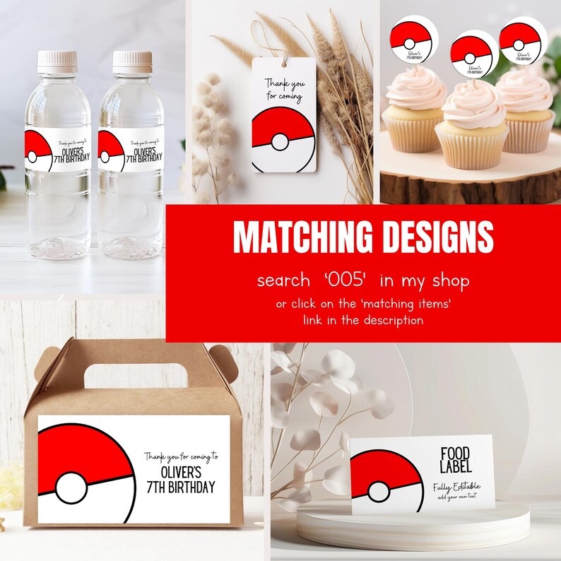 Poke Ball Birthday Invitation, Printable Birthday Invitation, Editable ...