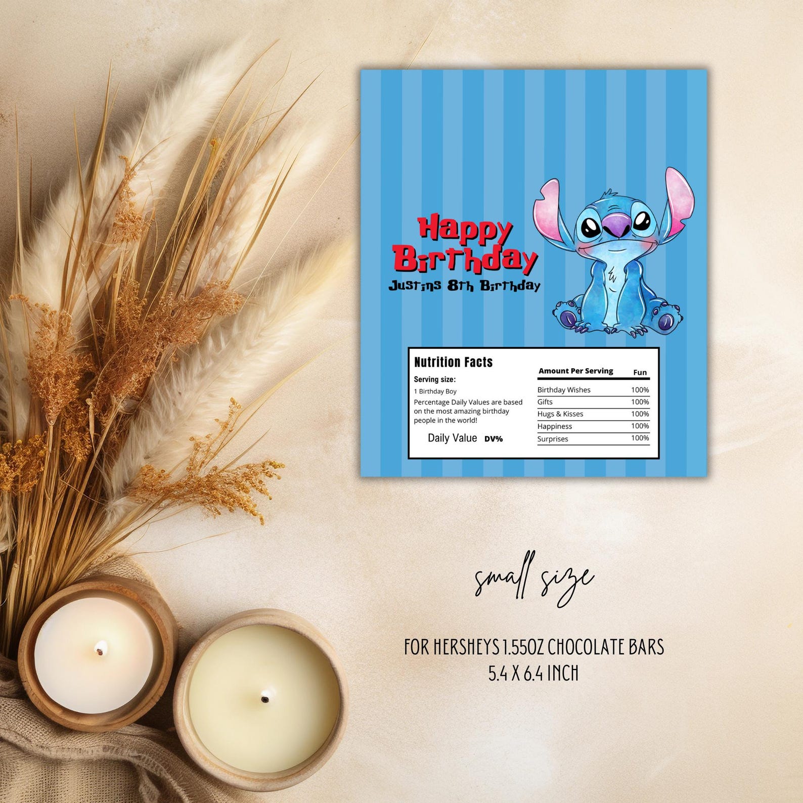 Stitch Chocolate Bar Wrapper, Editable Party Favour, Personalised ...