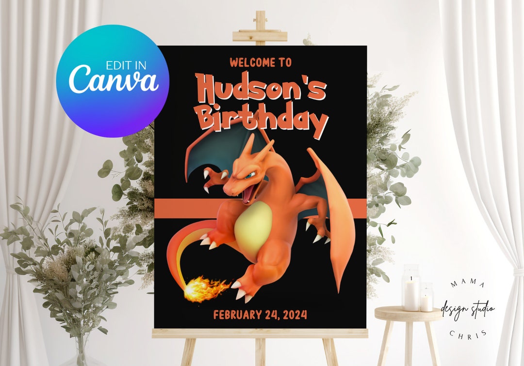 Charizard Welcome Sign Printable Welcome Sign Editable Template Instant ...