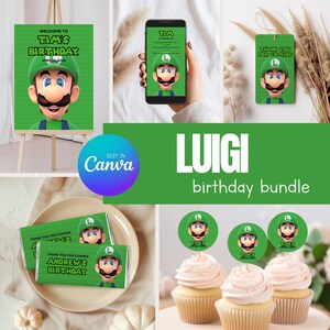 Luigi Birthday Party Bundle Template, Editable Birthday Party Bundle ...