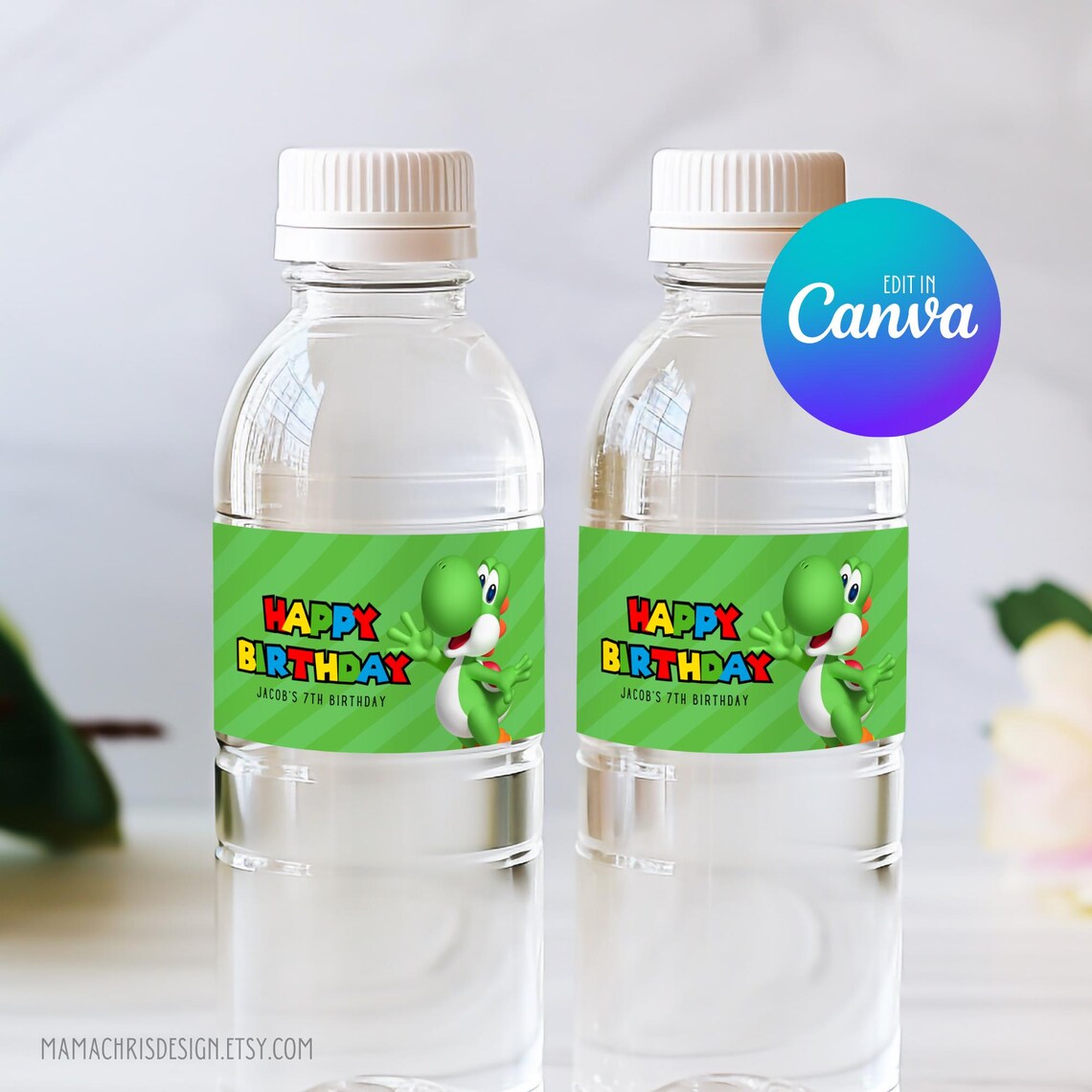 Yoshi Water Bottle Label Template, Printable Mario Bottle Label ...