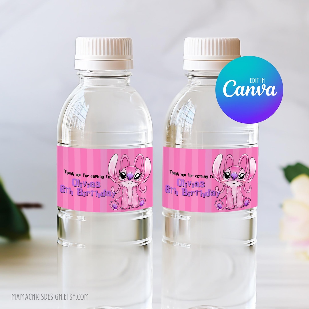 Lilo and Stitch Angel Water Bottle Label Template, Printable Lilo and ...