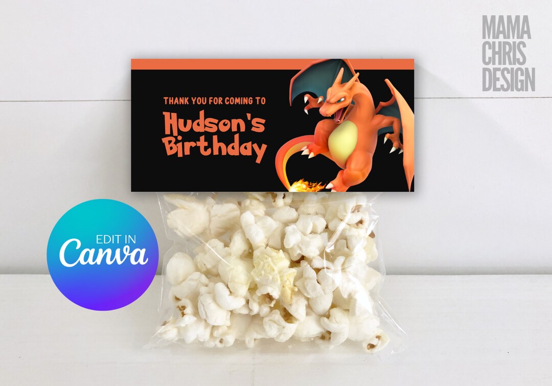 Charizard Treat Bag Toppers Printable Bag Toppers Editable Template ...