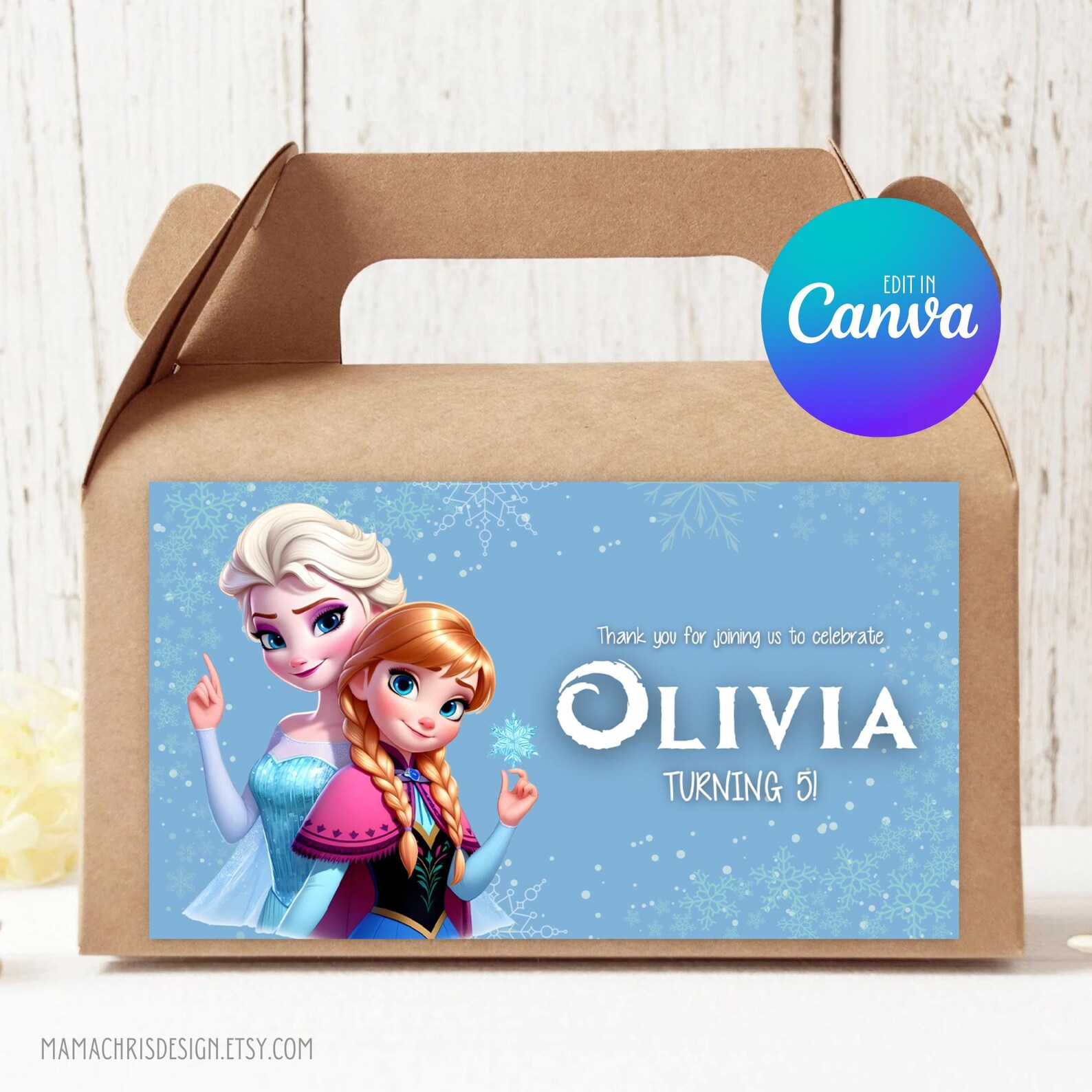 Frozen Gable Box Label Editable, Frozen Favour Box Sticker Template ...