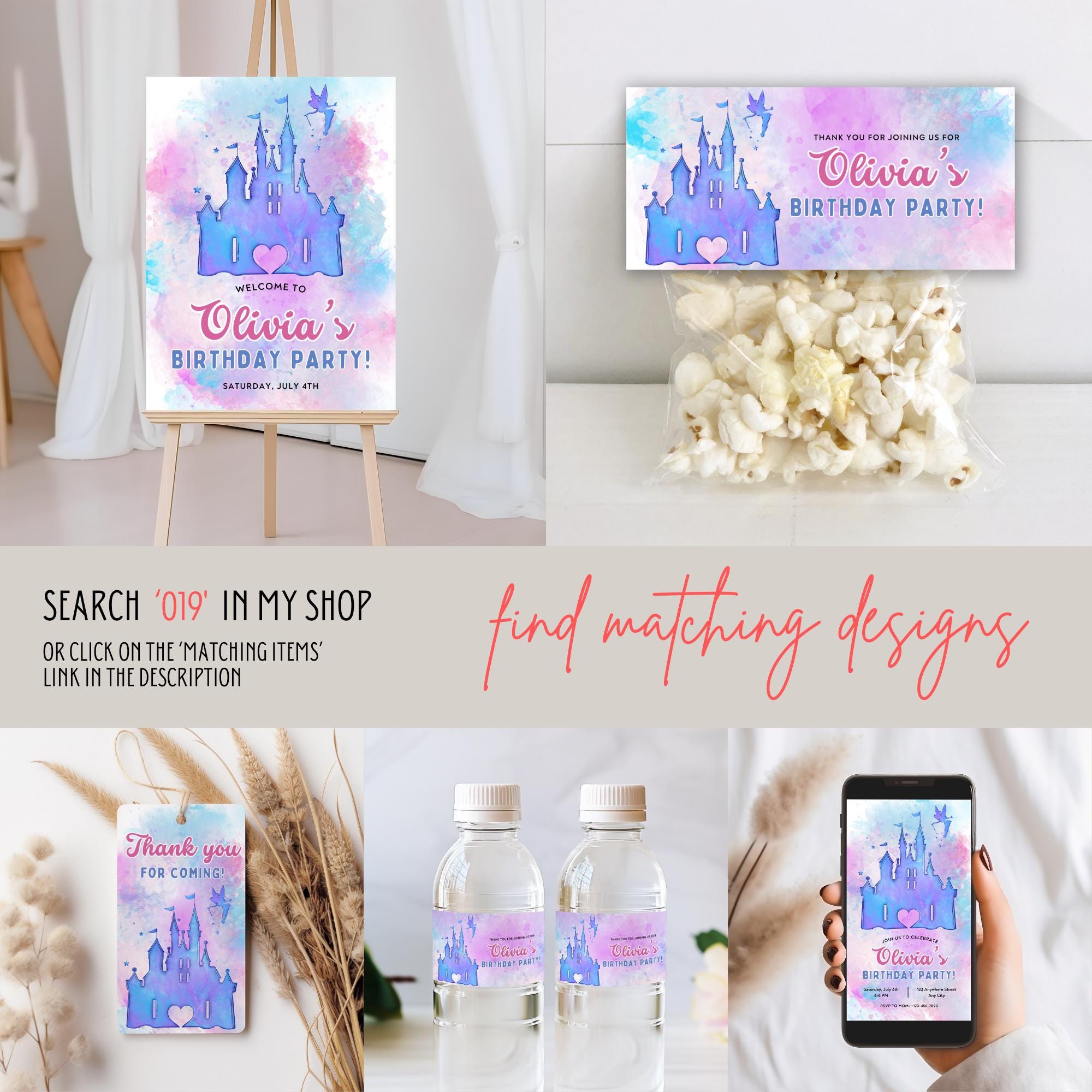 Princess Castle Cupcake Topper, Printable Cupcake Topper, Editable ...