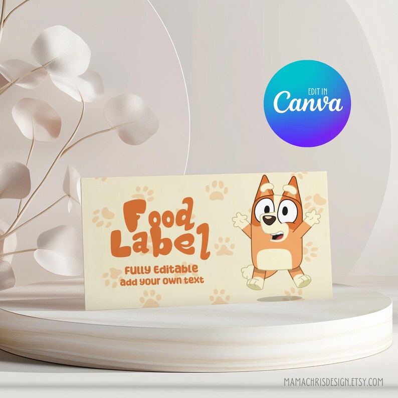 Bingo Food Label, Birthday Party Food Tent Cards, Bluey Food Tent Label ...