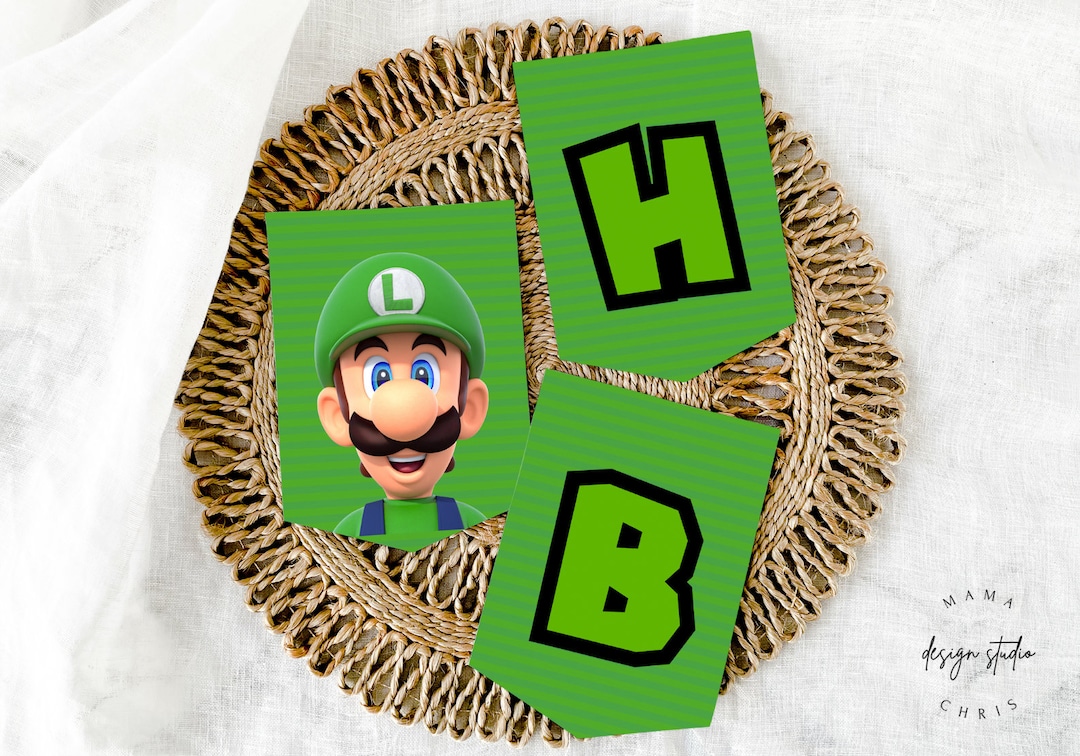 Luigi Happy Birthday Banner Printable Birthday Banner Instant Download ...