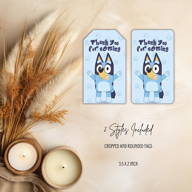 Bluey Favour Tag, Thank You Tag Template, Editable Favour Tag, Birthday ...