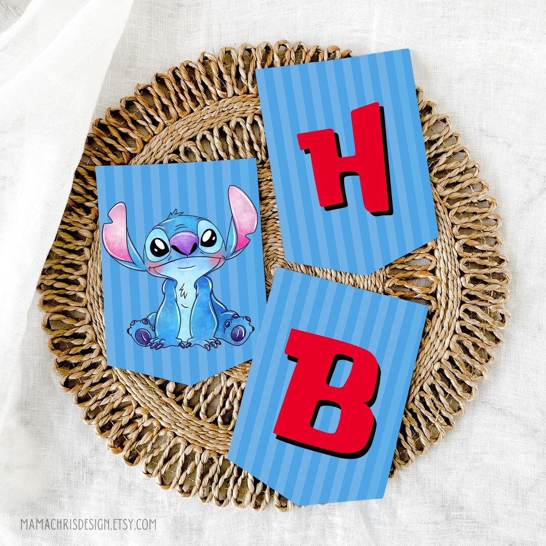 Stitch Birthday Banner, Lilo and Stitch Party Banner, Happy Birthday ...