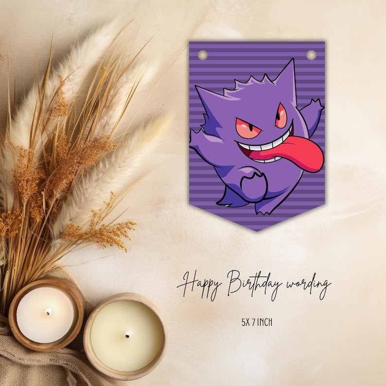 Gengar Birthday Banner, Pokemon Party Banner, Happy Birthday Banner ...