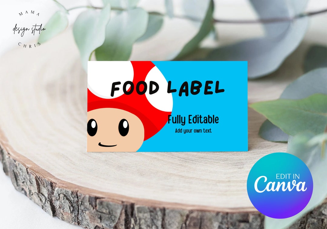 Toad Party Food Label Printable Food Labels Instant - Etsy