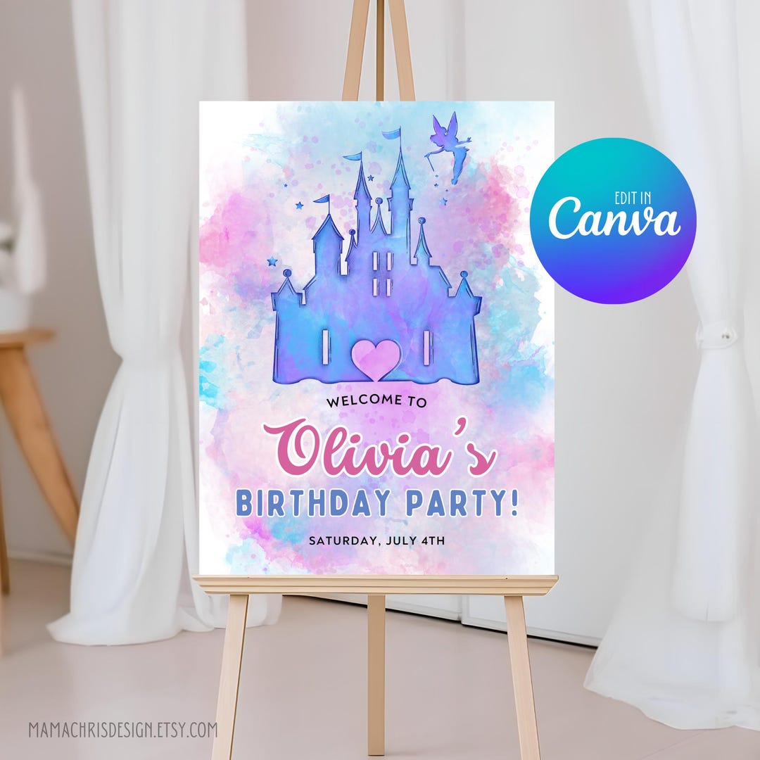 Princess Castle Welcome Sign Template, Editable Princess Castle ...