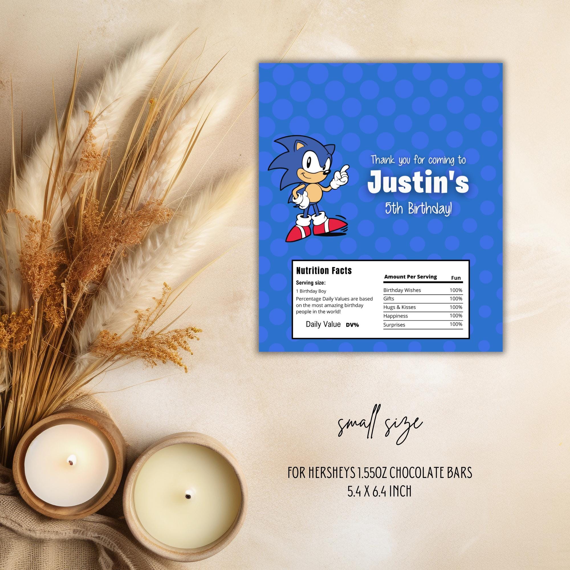 Sonic Chocolate Bar Wrapper, Editable Party Favour, Personalised ...