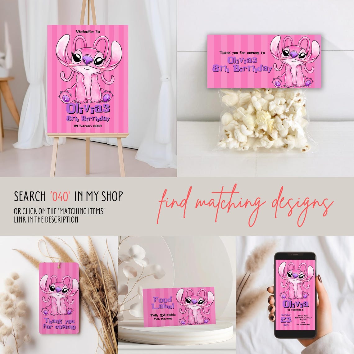 Lilo and Stitch Angel Water Bottle Label Template, Printable Lilo and ...