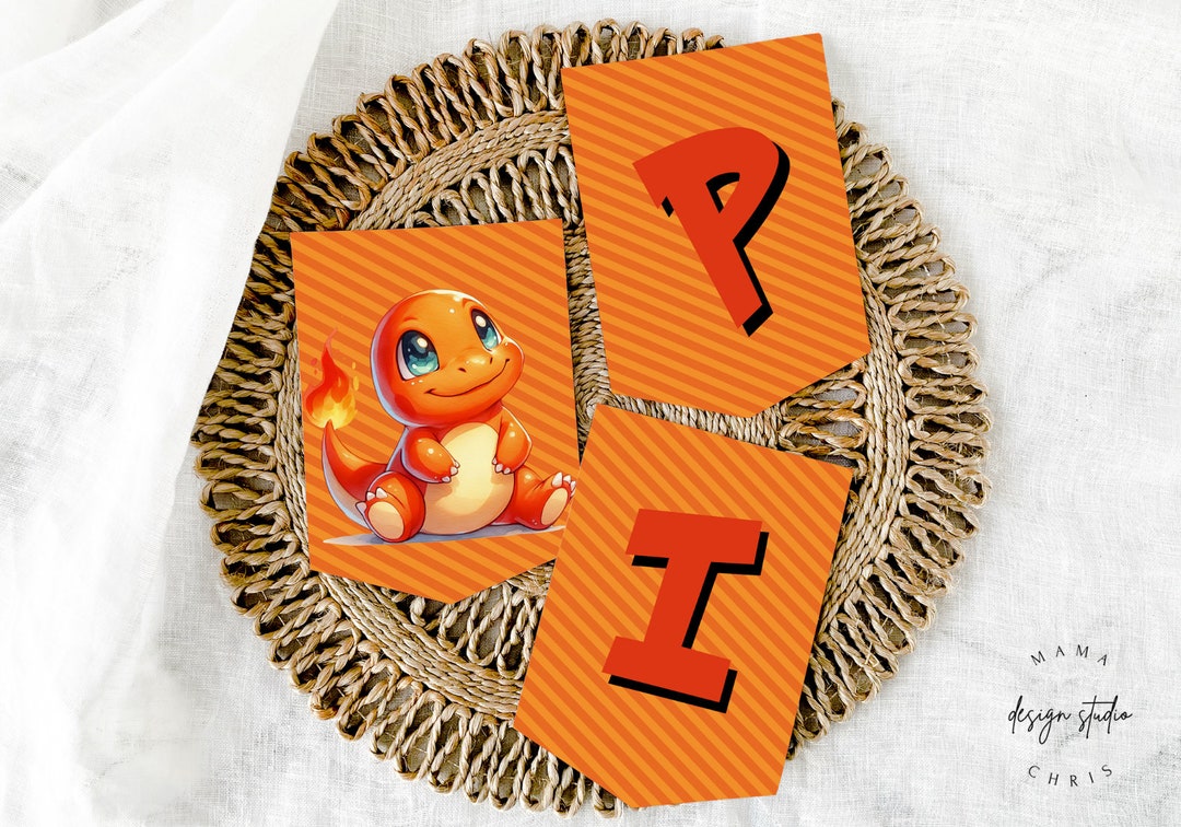 Charmander Happy Birthday Banner Printable Birthday Banner Instant ...