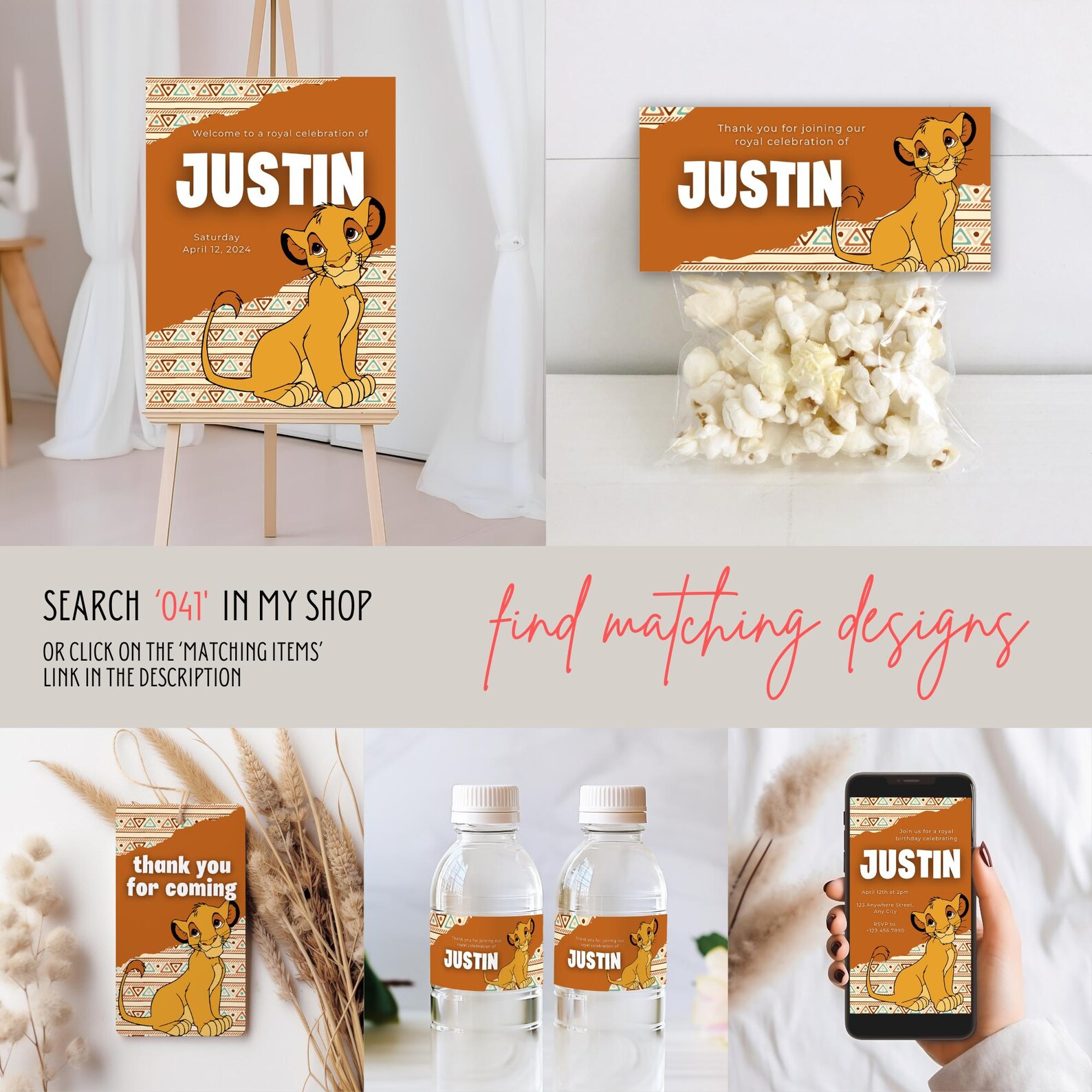 The Lion King Water Bottle Label Template, Printable Simba Bottle Label ...