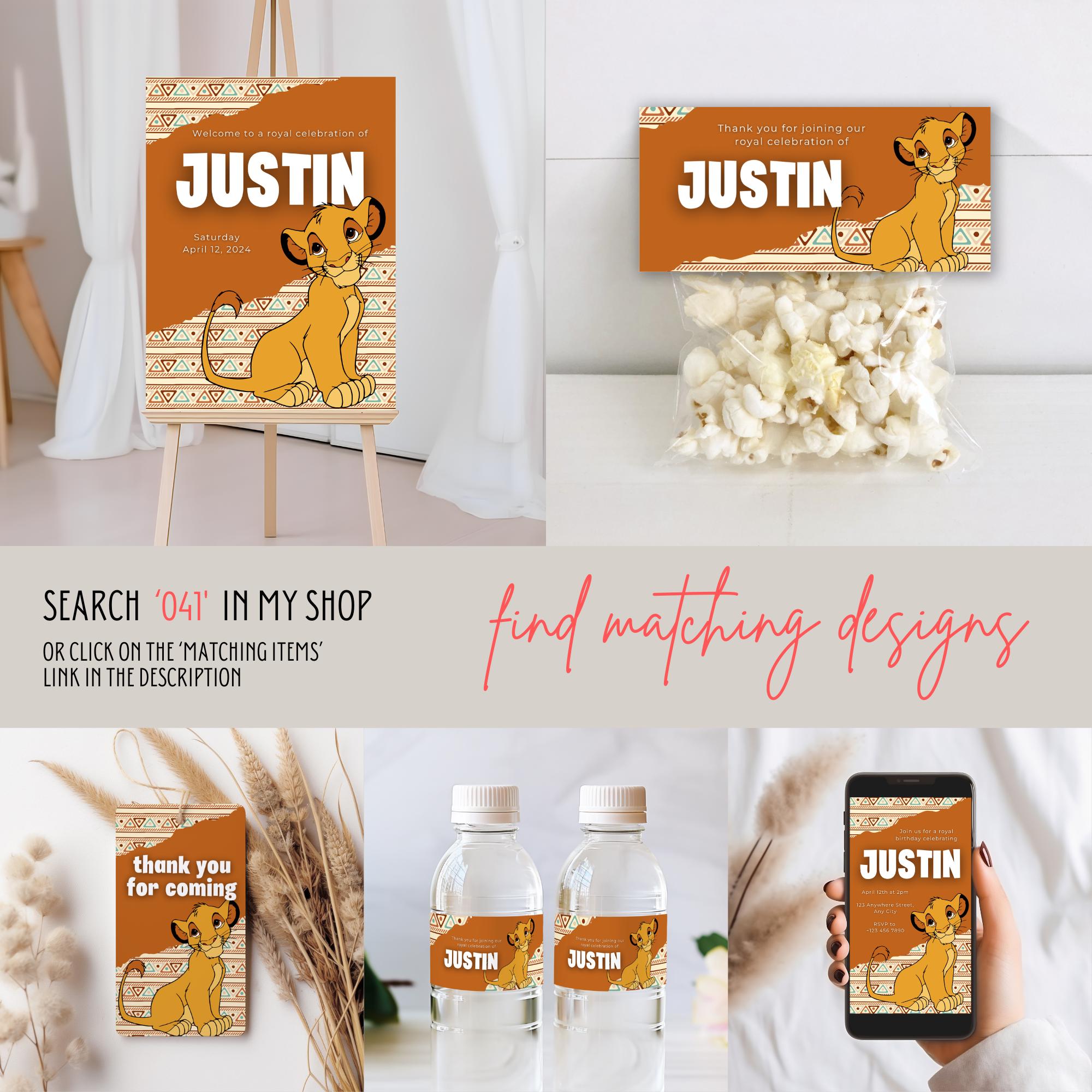 The Lion King Water Bottle Label Template, Printable Simba Bottle Label ...