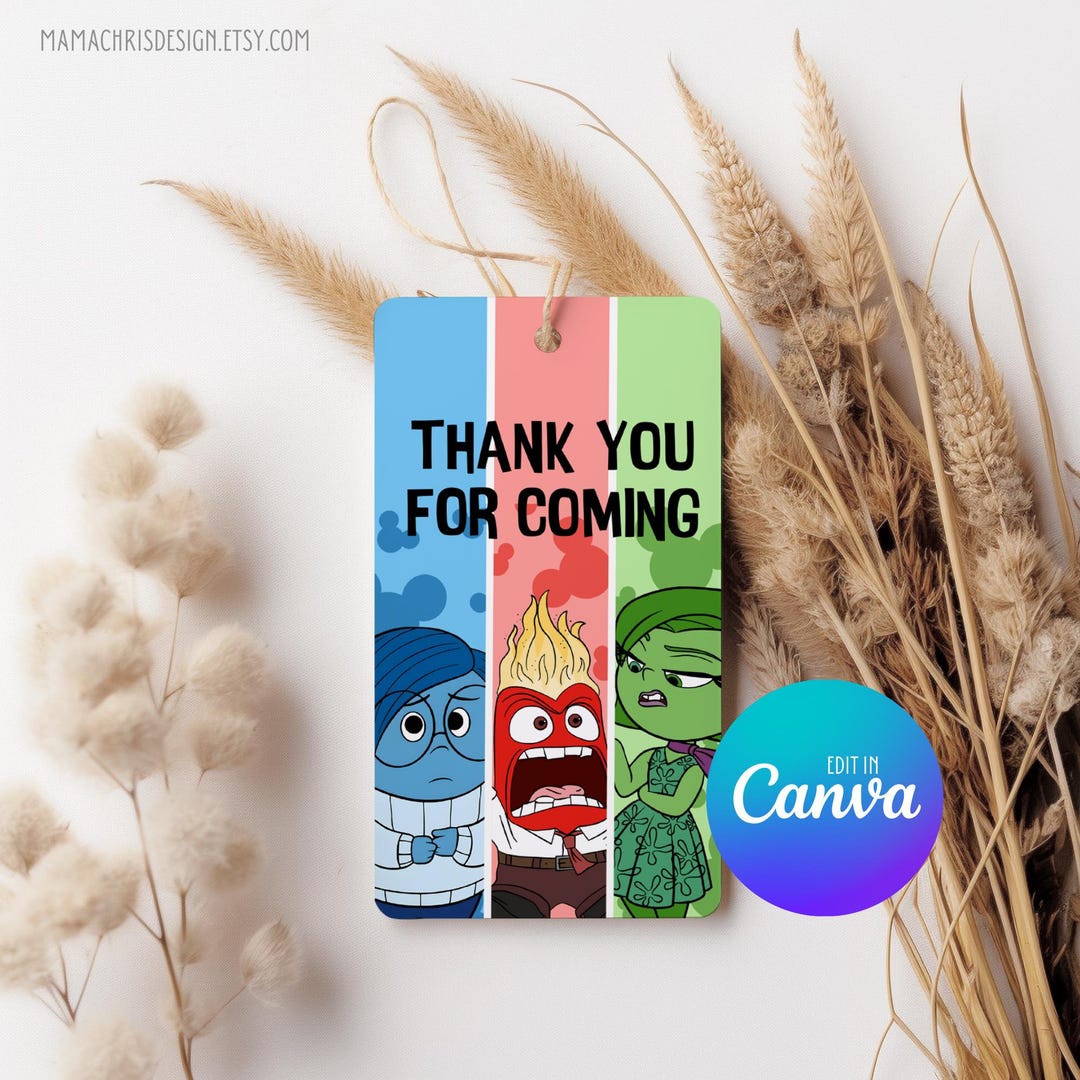 Inside Out Favour Tag, Thank You Tag Template, Editable Favour Tag ...