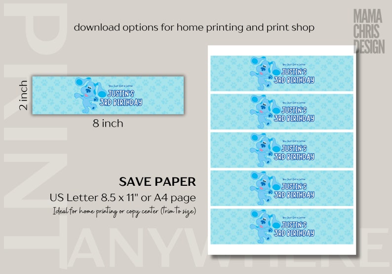 Blue's Clues Water Bottle Label Template, Printable Blue's Clues Bottle ...