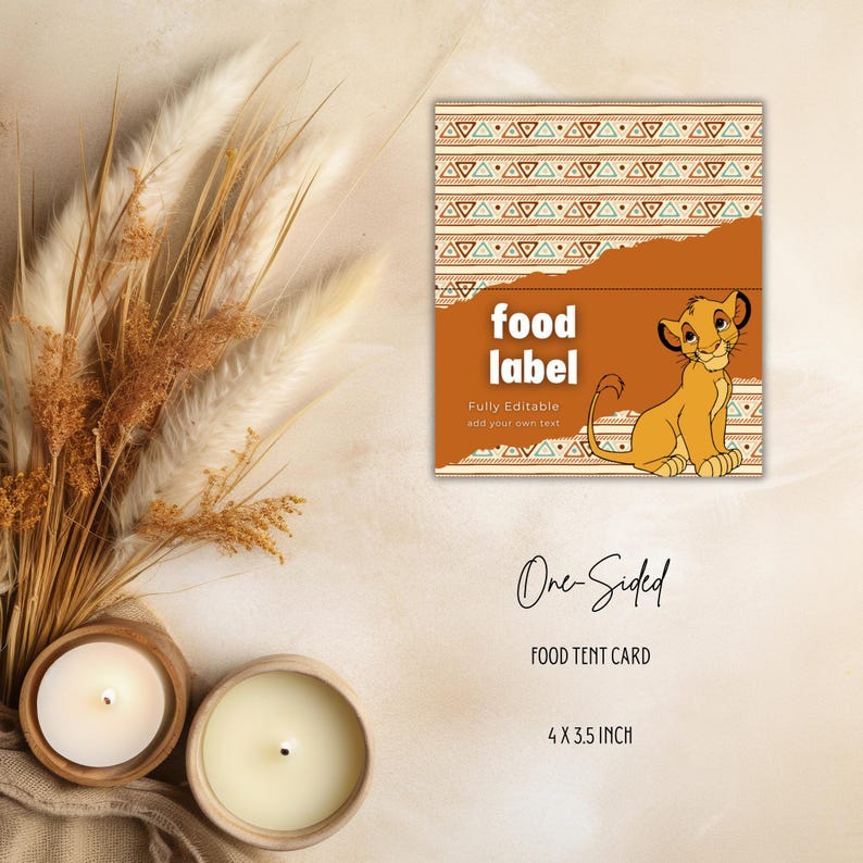 The Lion King Food Label, Birthday Party Food Tent Cards, Simba Food ...