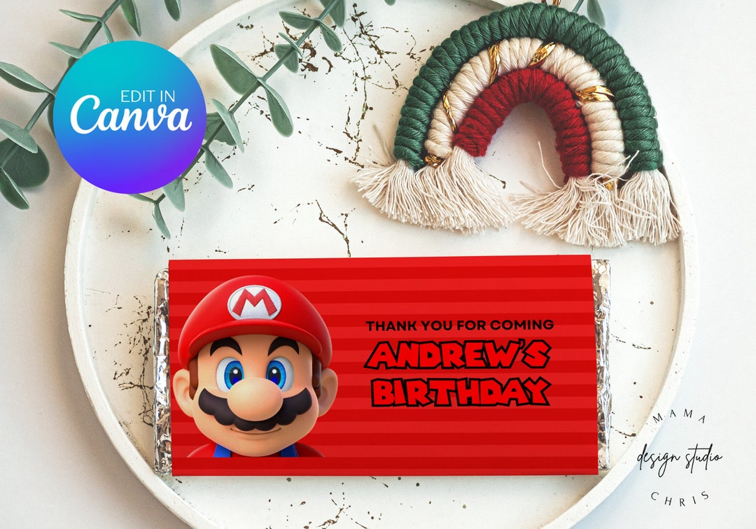 Mario Chocolate Bar Wrappers Printable Bar Wrappers Editable Template ...