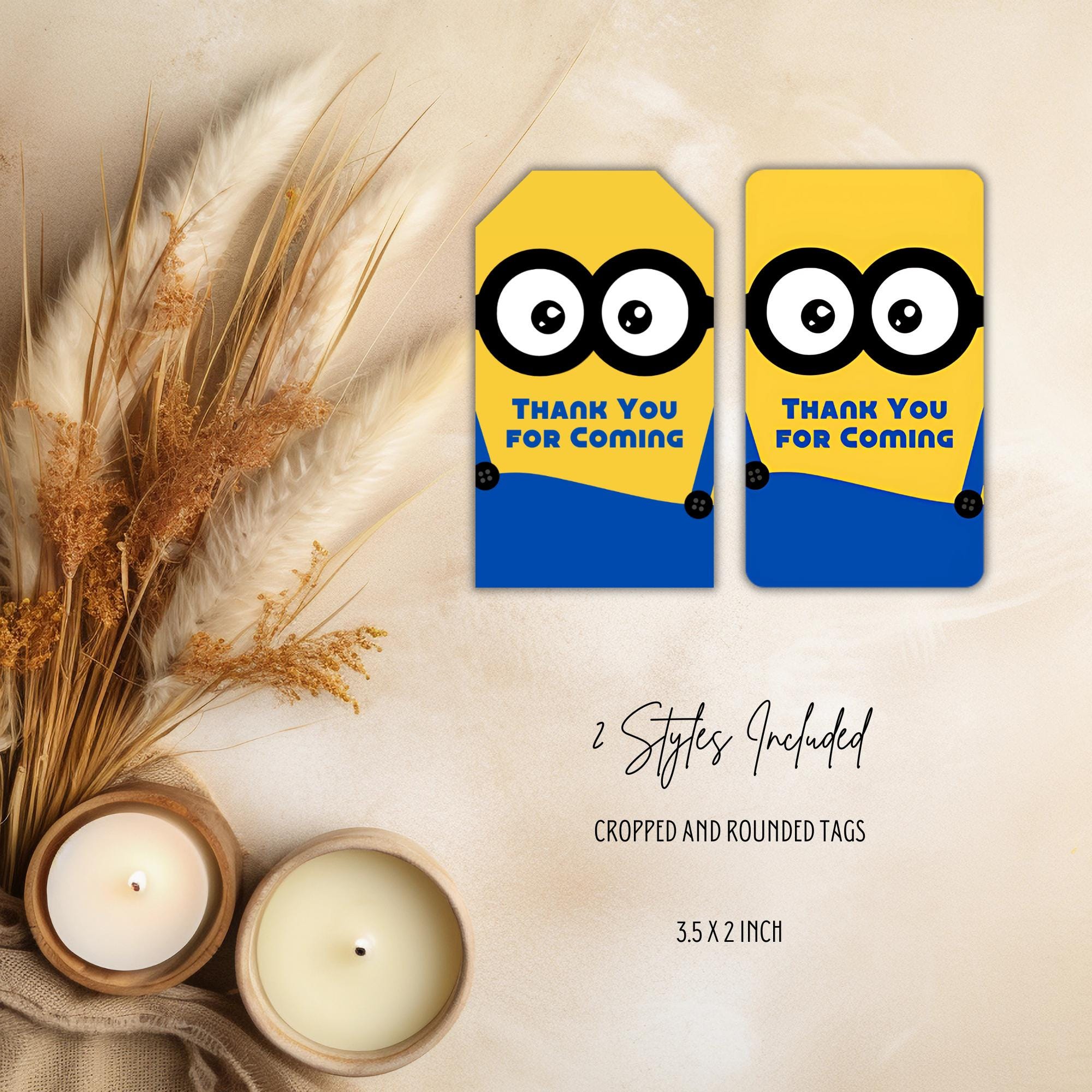 Minions Favour Tag, Thank You Tag Template, Editable Favour Tag ...