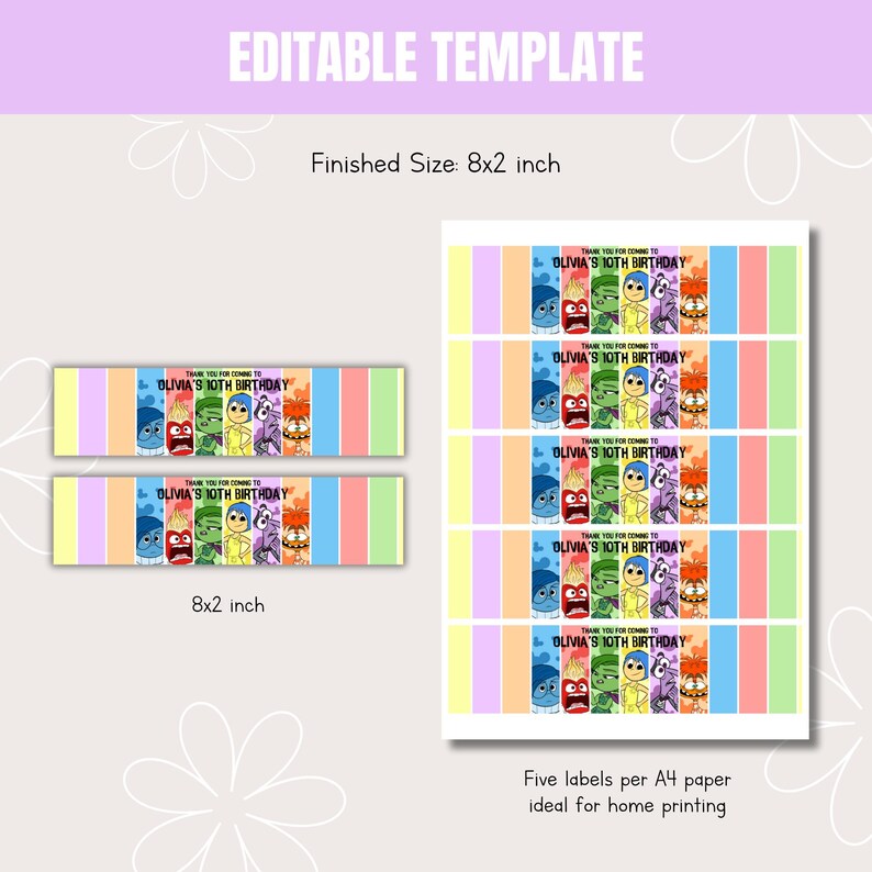 Inside Out Water Bottle Label Template, Printable Inside Out Bottle ...