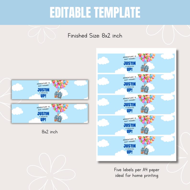 UP Water Bottle Label Template, Printable UP Bottle Label, Editable ...