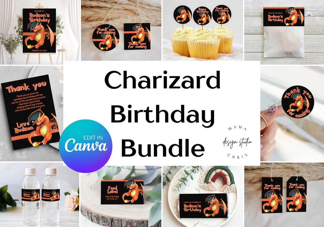 Charizard Birthday Bundle Printable Birthday Bundle Editable Templates ...
