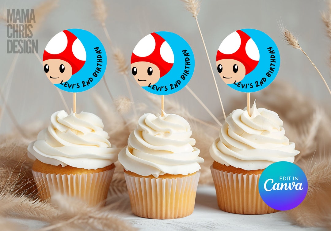 Toad Cupcake Topper, Printable Cupcake Topper, Editable Template, Toad ...