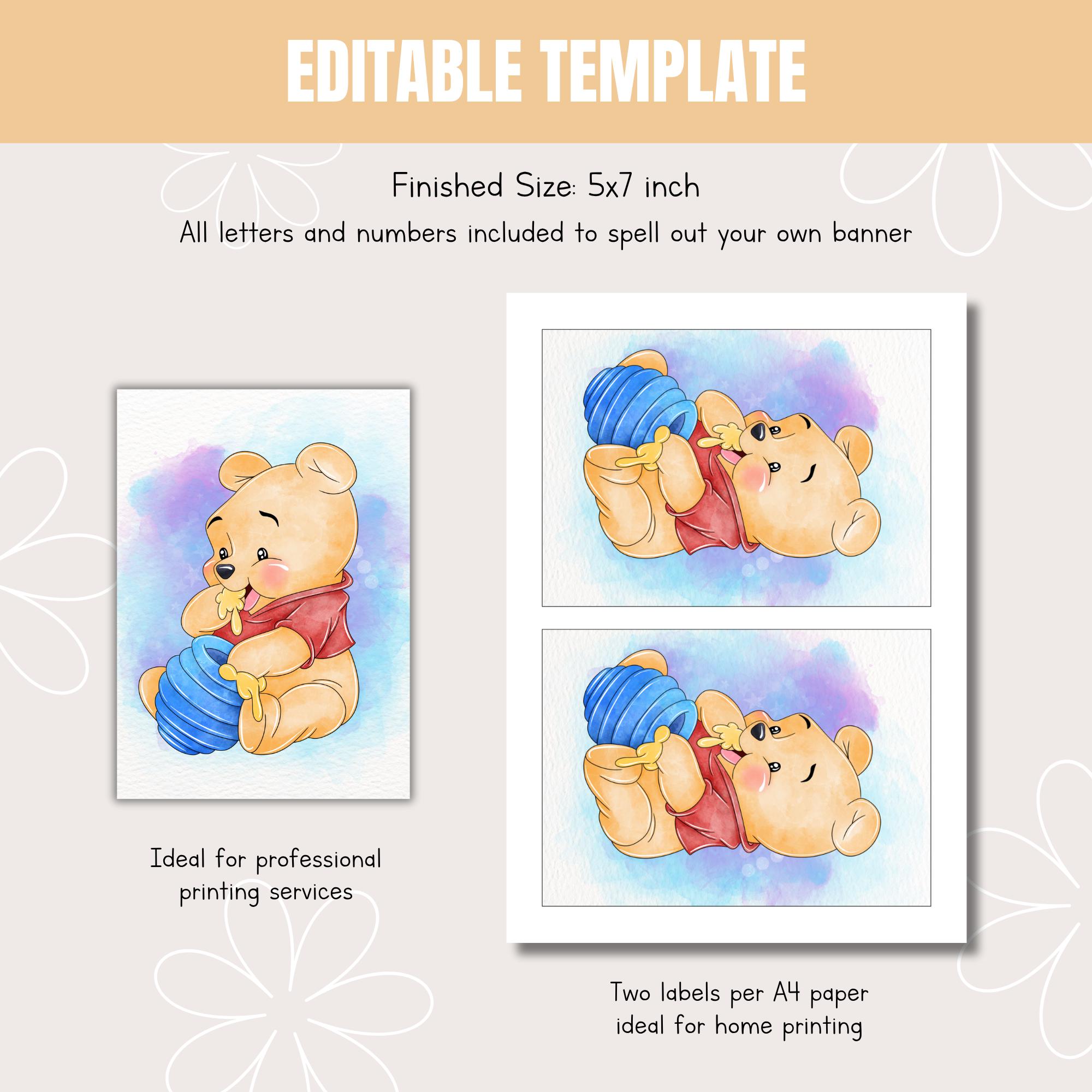 Winnie the Pooh Bunting Flag Banner, First Birthday Party Banner, Happy ...