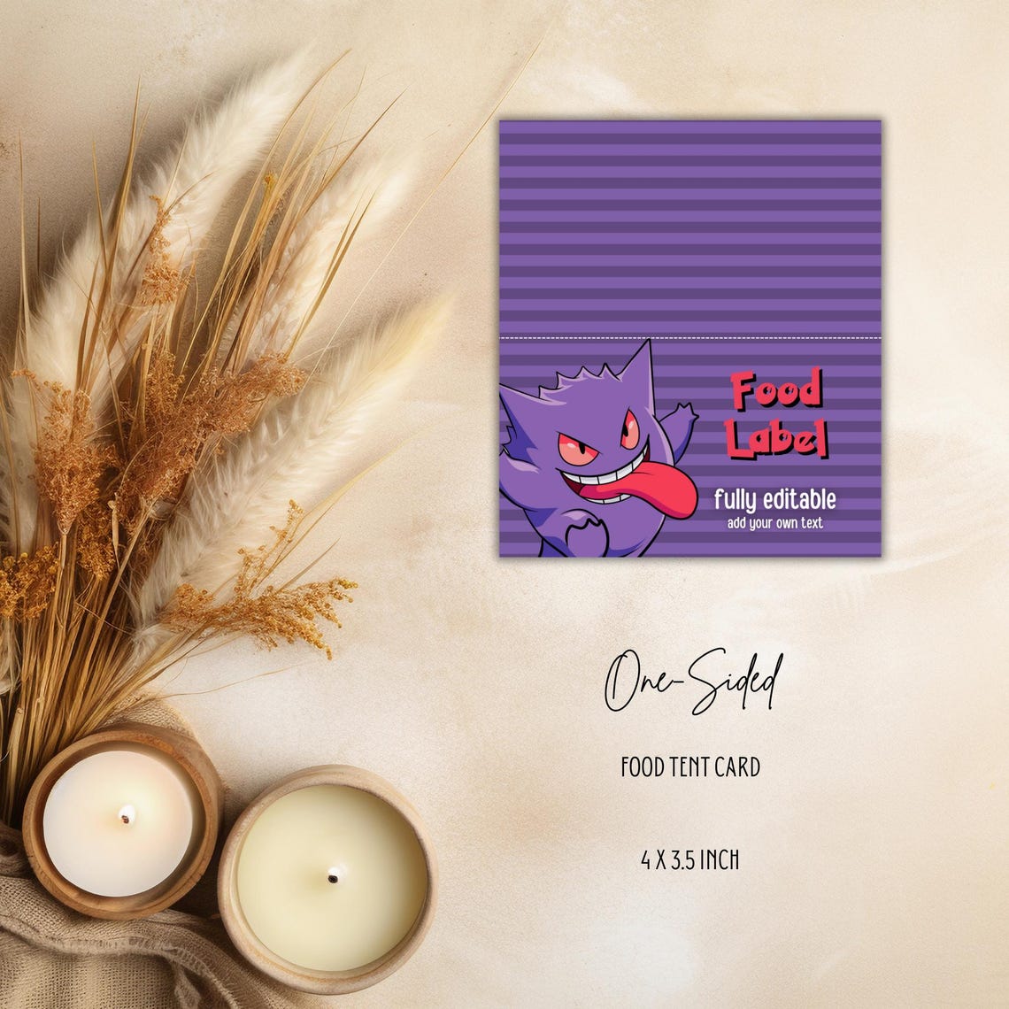 Gengar Food Label, Birthday Party Food Tent Cards, Gengar Food Tent ...
