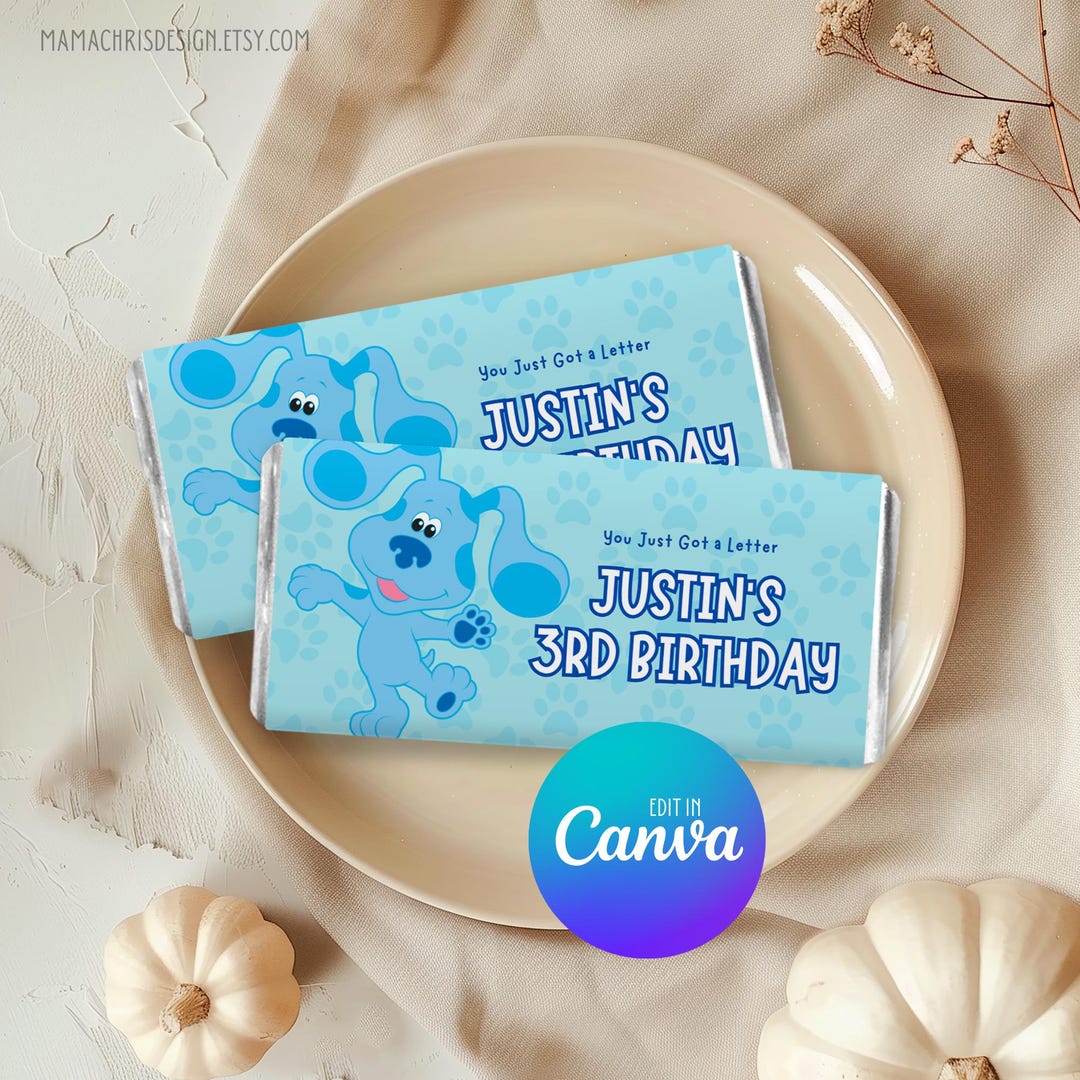 Blue's Clues Chocolate Bar Wrapper, Editable Party Favour, Personalised ...