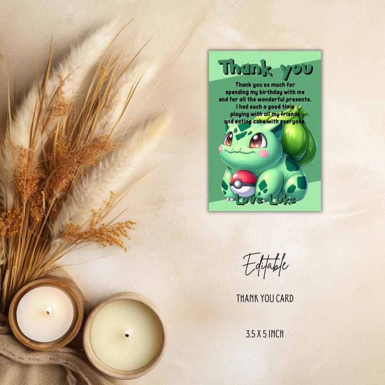 Bulbasaur Birthday Invitation, Printable Birthday Invitation, Editable ...