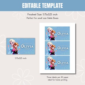 Frozen Gable Box Label Editable, Frozen Favour Box Sticker Template ...