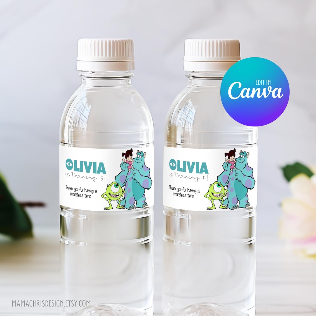 Monsters Inc. Water Bottle Label Template, Printable Monsters Inc ...