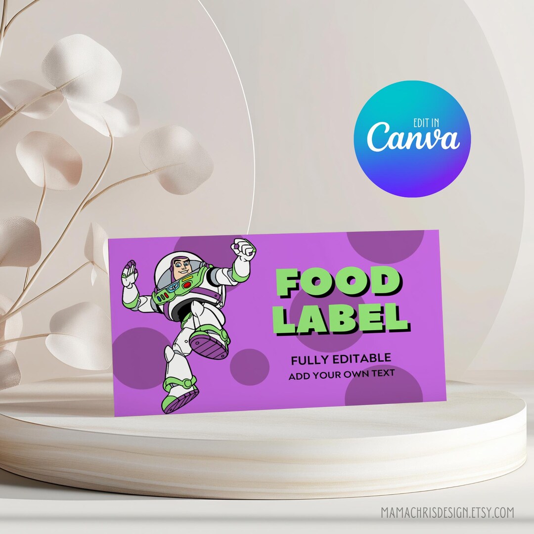 Buzz Lightyear Food Label, Birthday Party Food Tent Cards, Toy Story ...