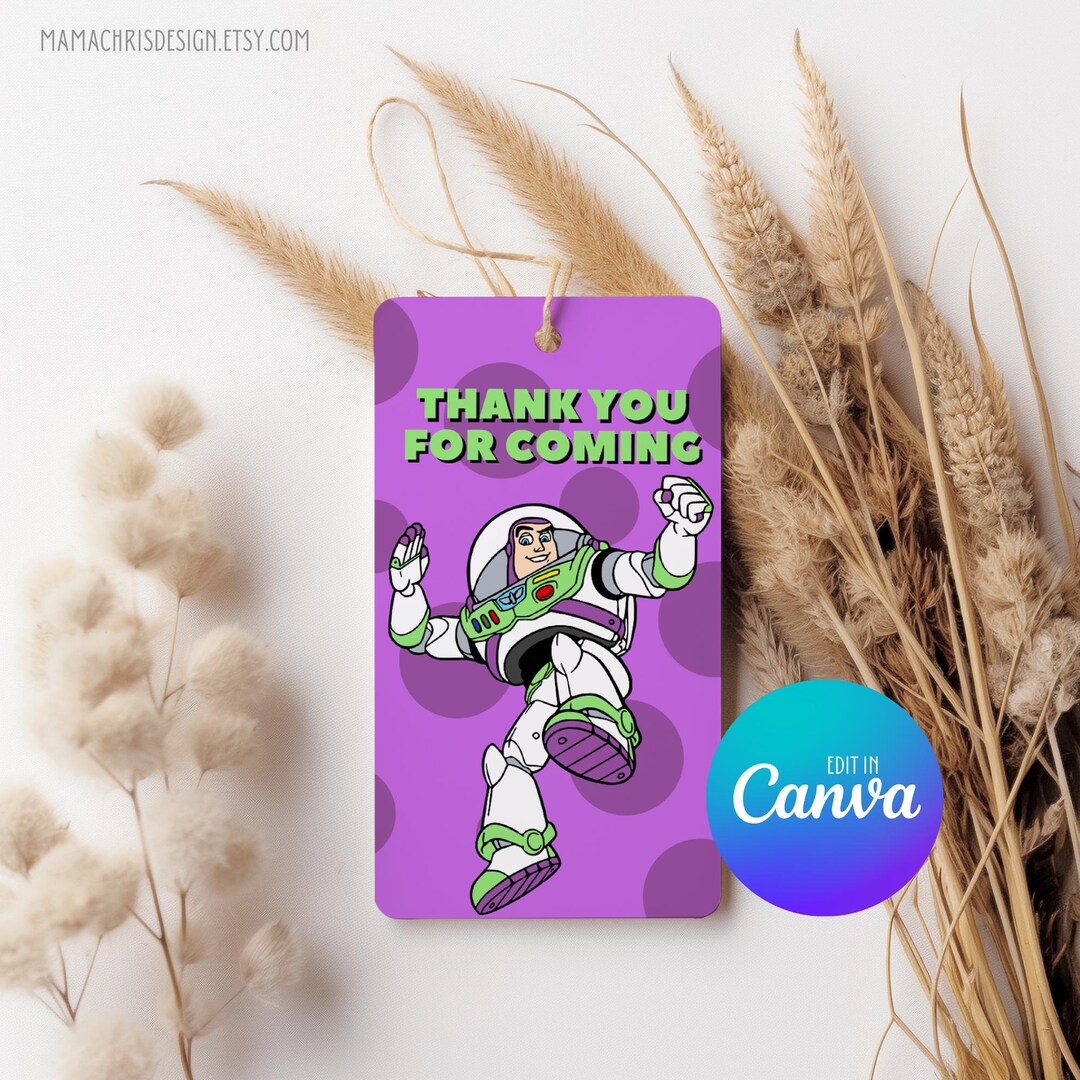 Buzz Lightyear Favour Tag, Thank You Tag Template, Editable Favour Tag ...
