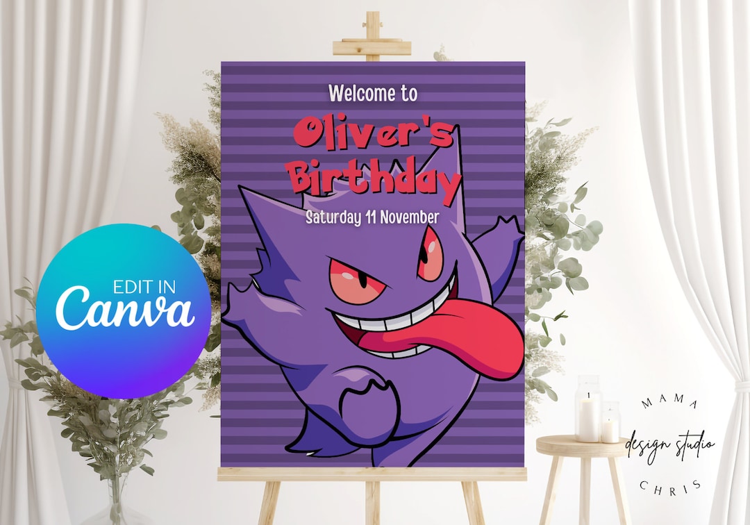 Gengar Welcome Sign Printable Welcome Sign Editable Template Instant ...