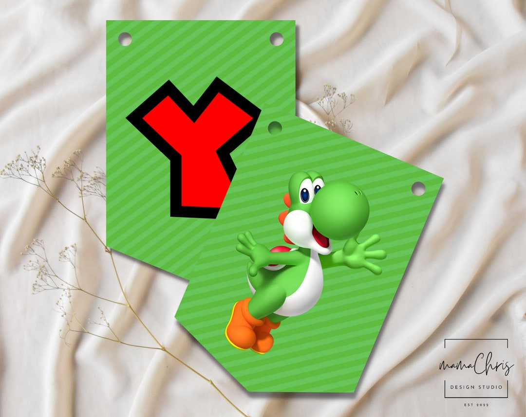 Yoshi Happy Birthday Banner Printable Birthday Banner Etsy