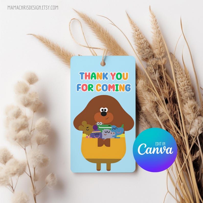 Hey Duggee Favour Tag, Thank You Tag Template, Editable Favour Tag ...