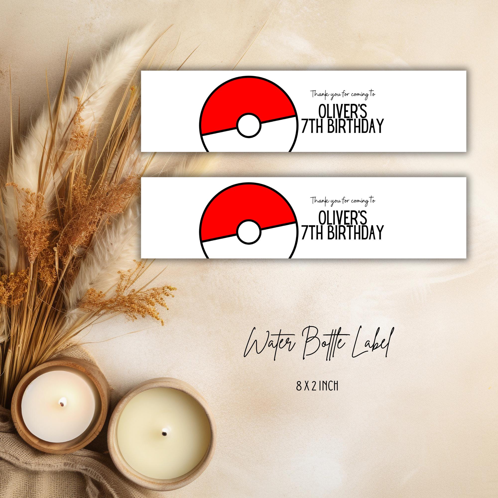 Poke Ball Water Bottle Label Template, Printable Pokemon Bottle Label ...